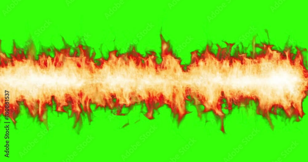 Vidéo Stock horizontal line of real flame fire with smoke in chroma key ...