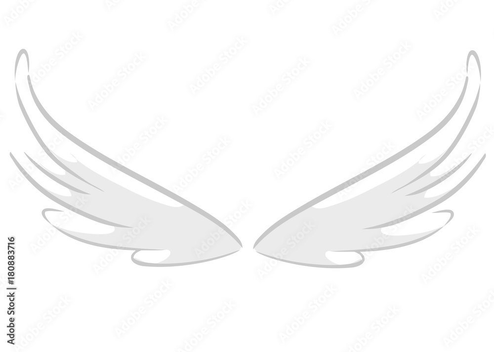 Cartoon set of cartoon wings. Two pair. Contour and painted ornament ...