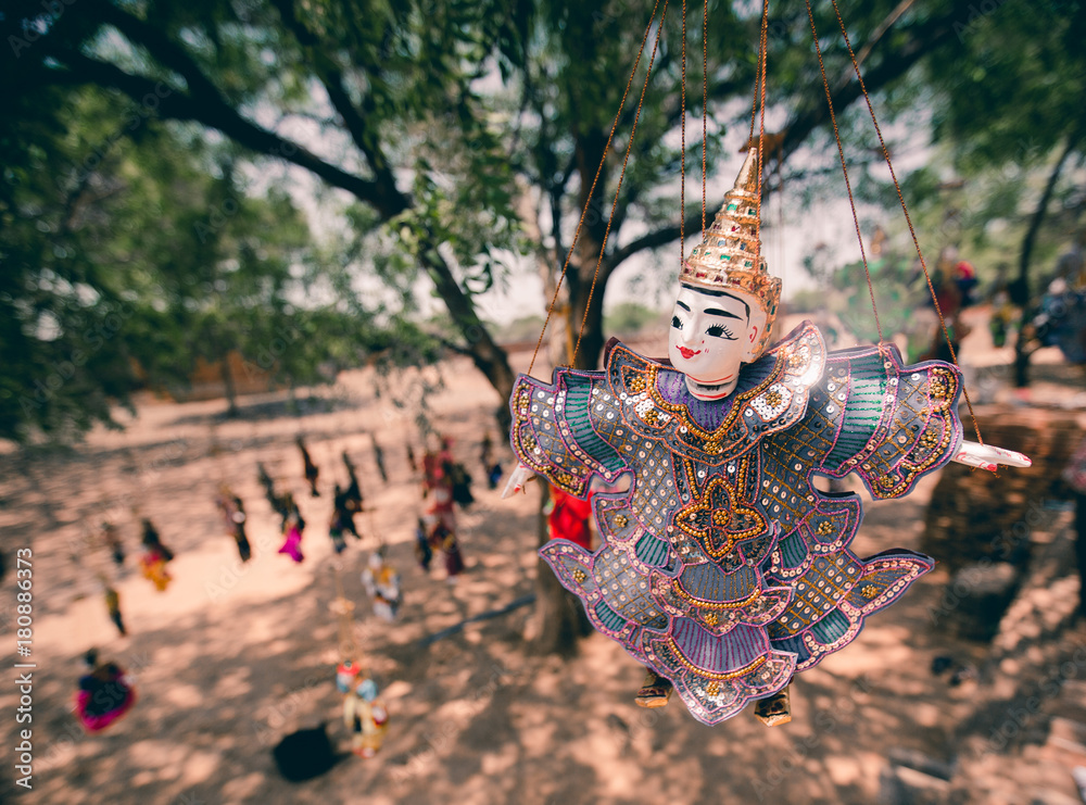 Traditional Wooden Puppets at Old Bagan in Myanmar - These wooden dolls ...