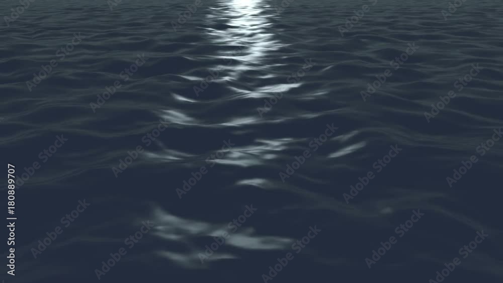 Ocean Waves At Moonlight, Loop. Computer generated image to use for ...