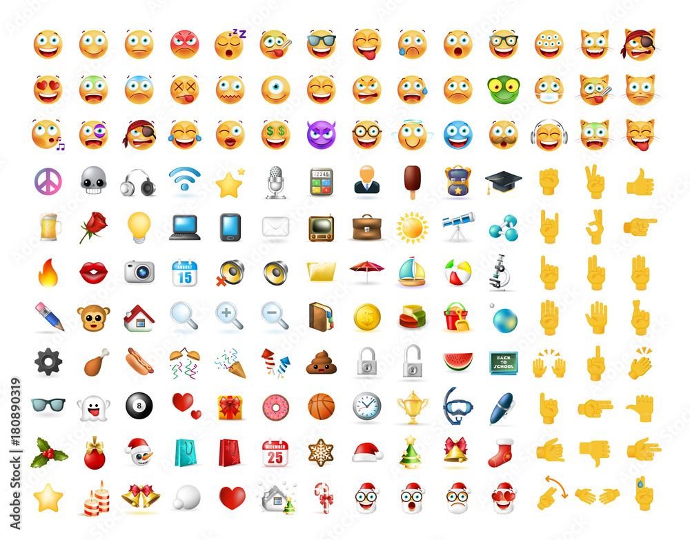 Set of Realistic Cute Icons on White Background . Isolated Vector ...