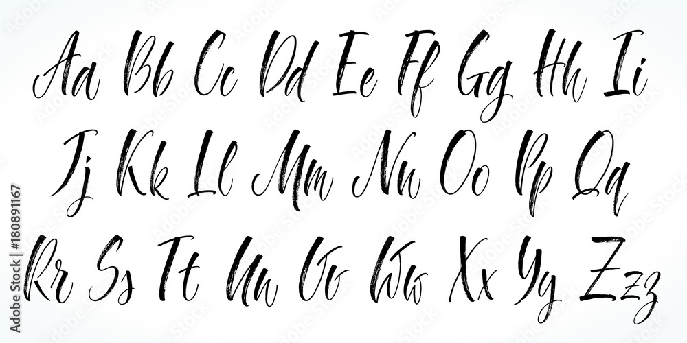 Brush lettering vector alphabet. Modern calligraphy, handwritten ...