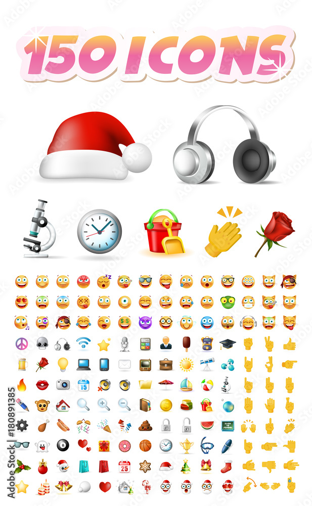 Set of Realistic Cute Icons on White Background . Isolated Vector ...