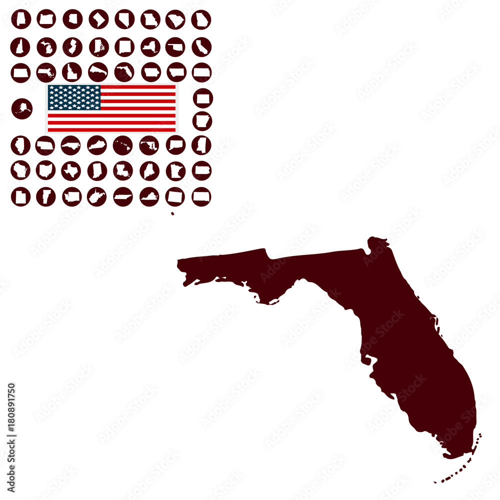 Map of the U.S. state of Florida on a white background Stock Vector ...
