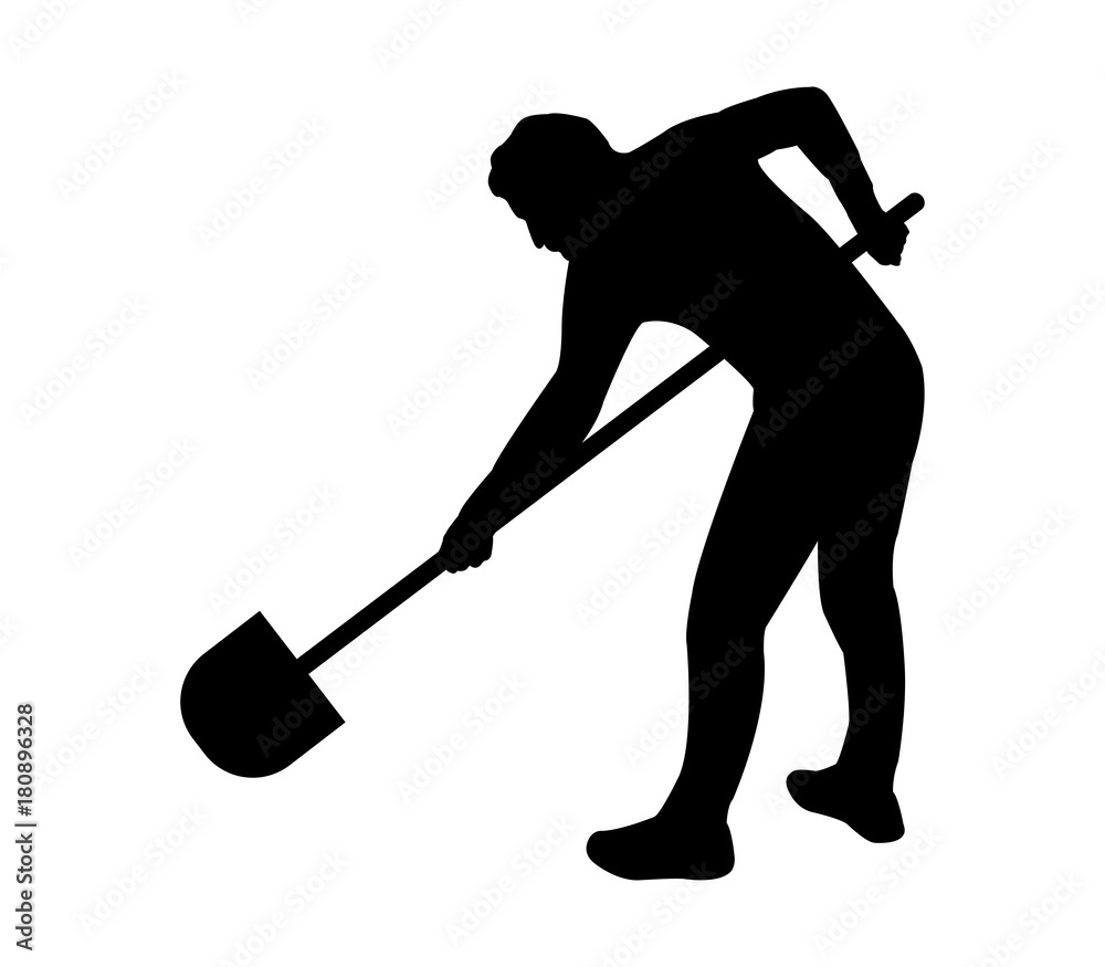 silhouette man digging Stock Vector | Adobe Stock