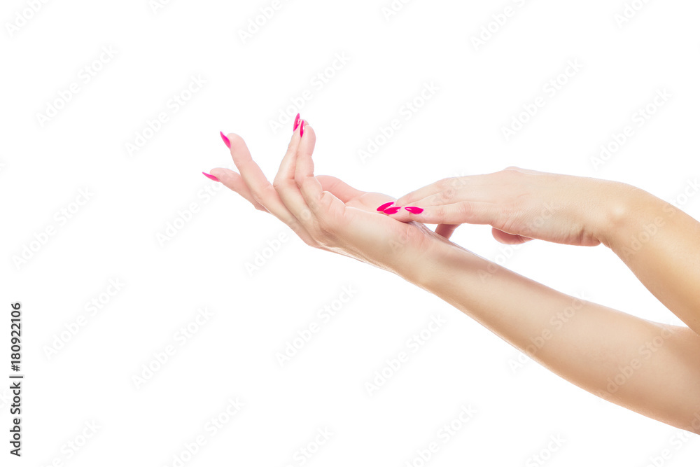 Beautiful, healthy, silky hands in a sensual gesture. Feminine Hand ...