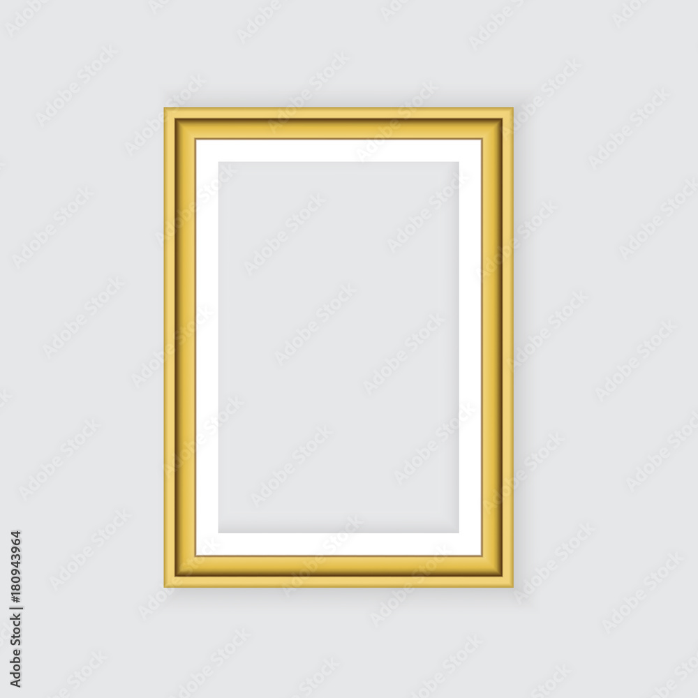 Realistic gold frame isolated on grey background. Perfect for your ...