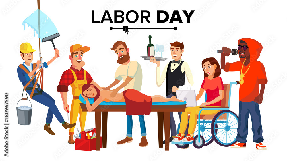 Labor Day Vector. People Occupation Difference. Modern Jobs. Isolated ...