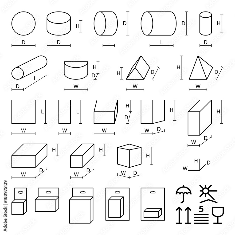Packing dimensions icons Stock Illustration | Adobe Stock