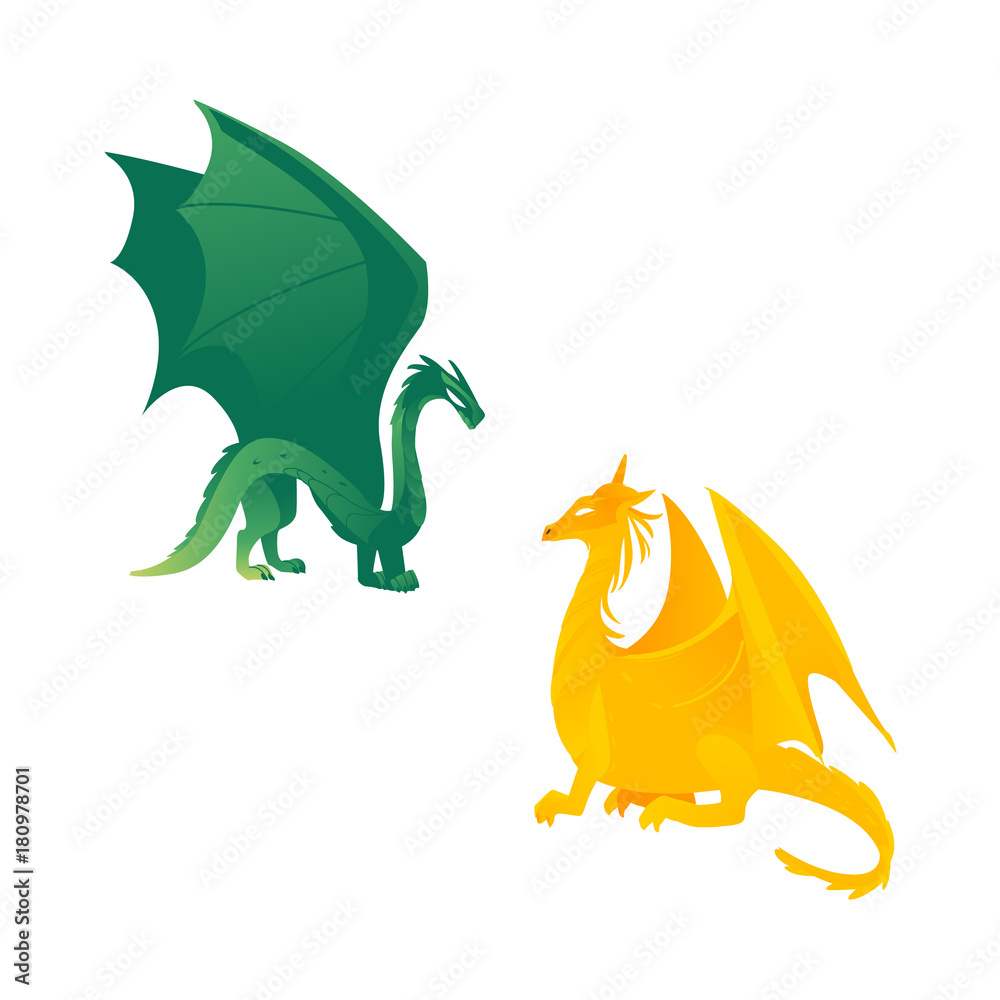 Vecteur Stock Couple of flying dragon fictional characters, mythical ...