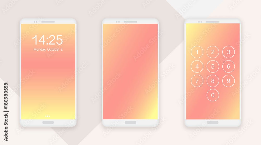 Smartphone screen ui, ux template backgrounds. Abstract nude gradient ...