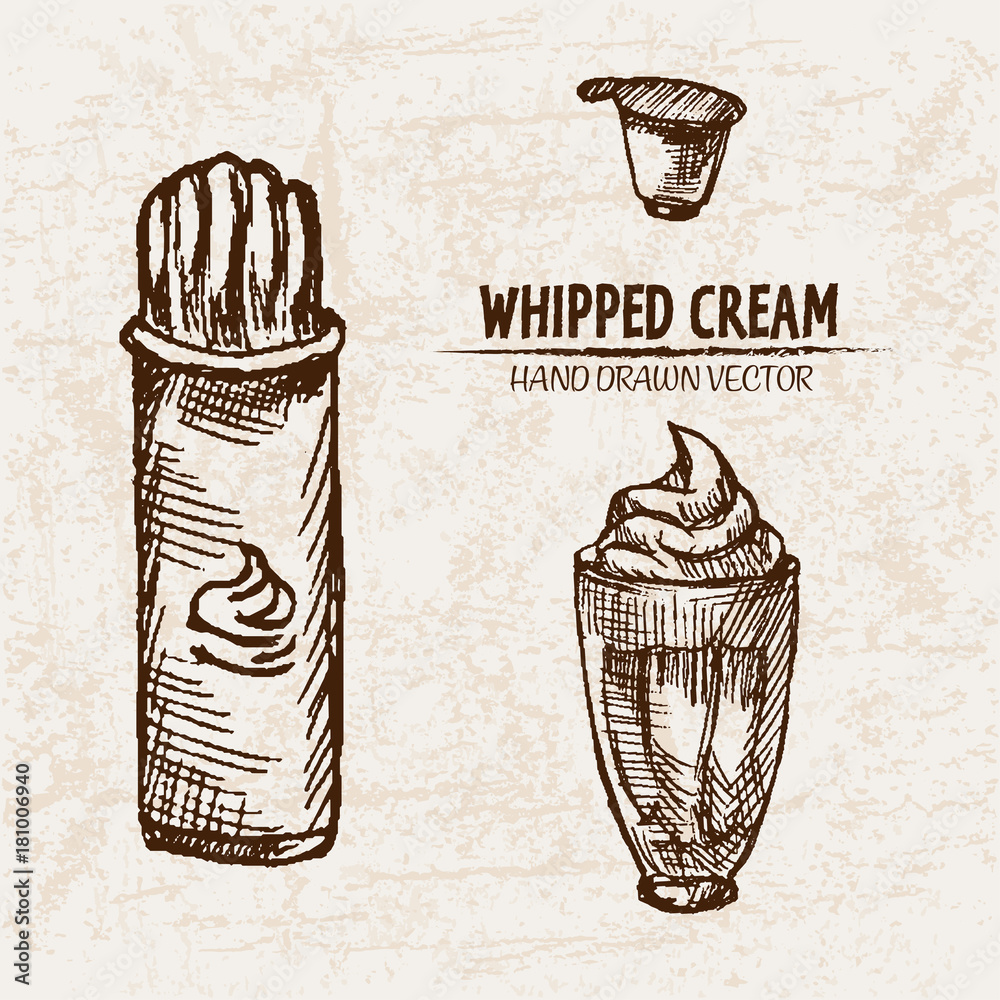 Digital vector detailed line art whipped cream Stock Vector | Adobe Stock