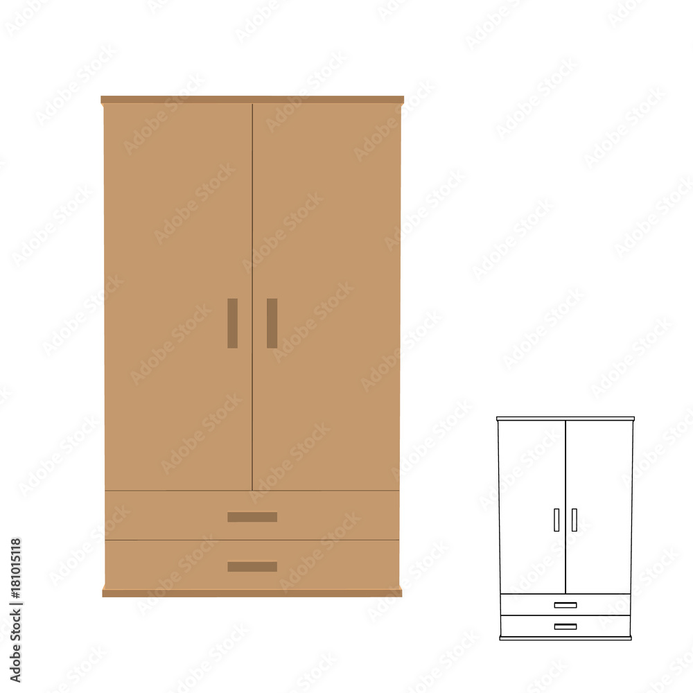 Modern wardrobe. Isolated on white background. 3d Vector illustration ...