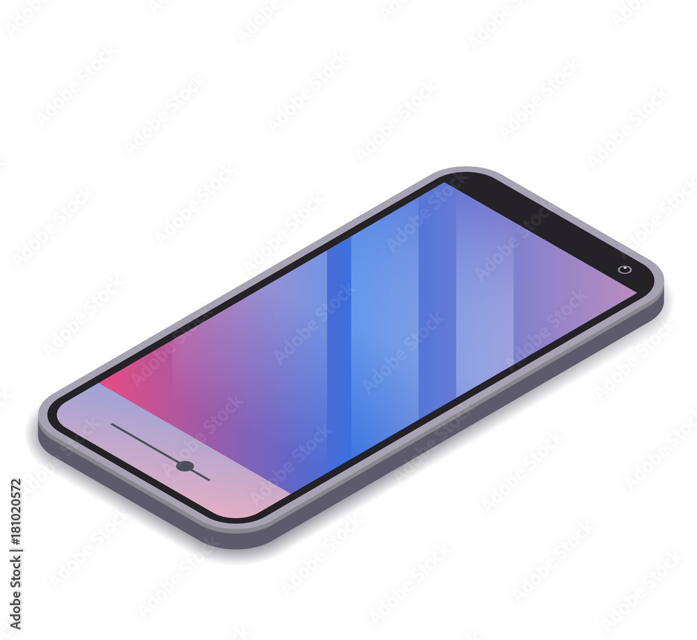Isometric mobile phone with colorful display. Smartphone illustration ...