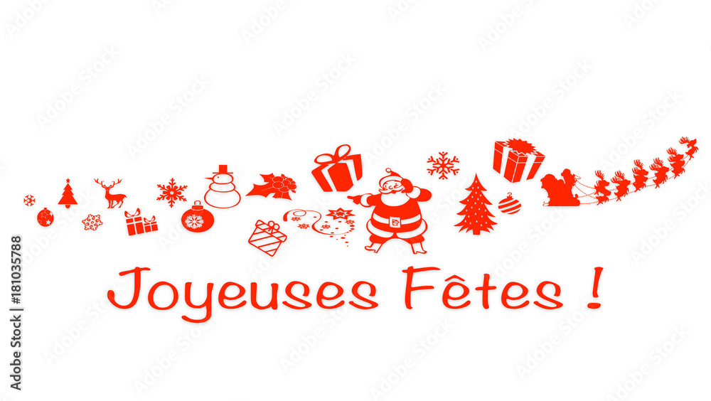 joyeuses fetes rouge fond blanc Stock Illustration | Adobe Stock
