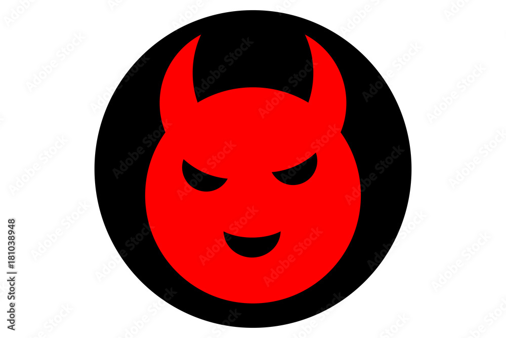 Satan face emoji. Red silhouette in black circle. Vector. Stock Vector ...