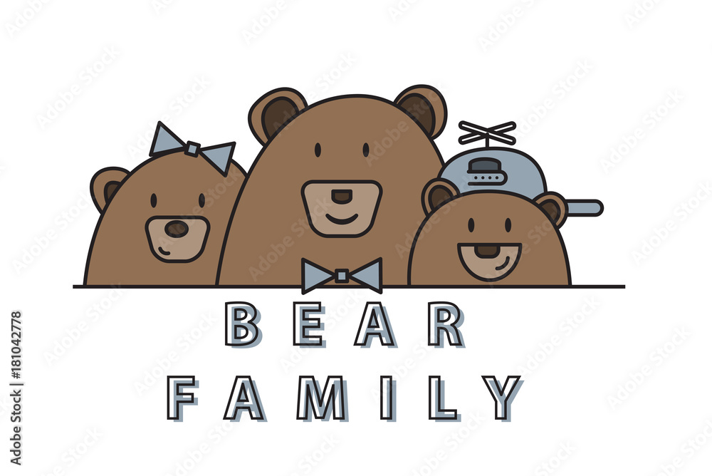 family of bears, mother, father and child, lovely parents and children ...