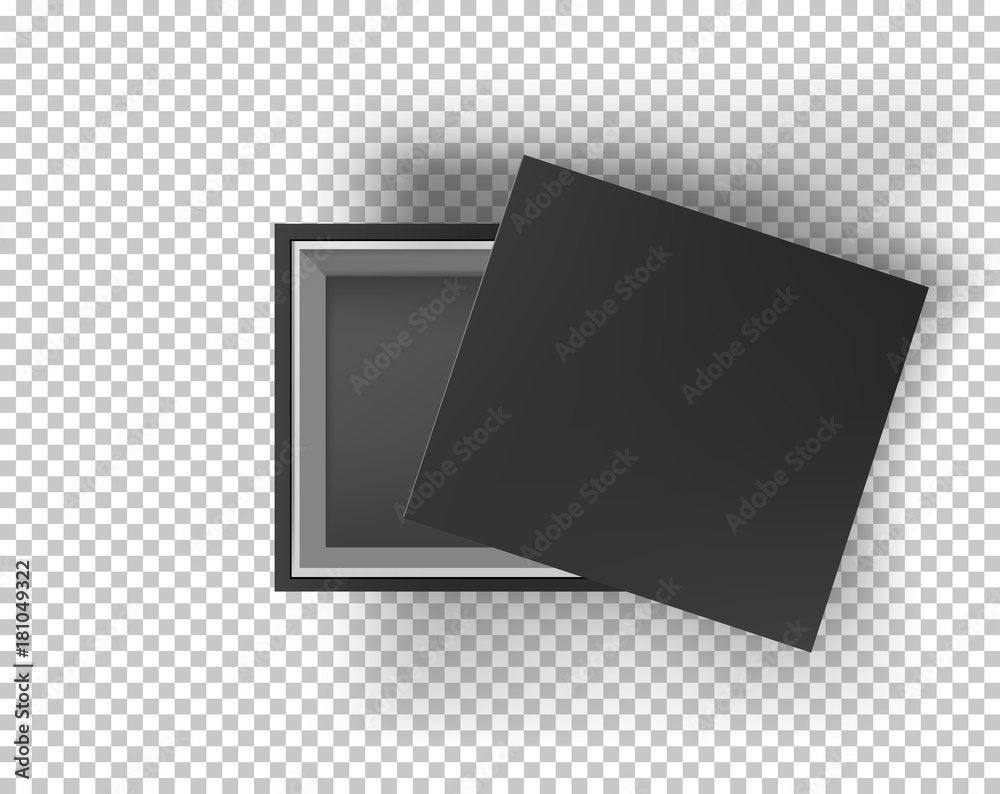 Black empty box mock up on transparent background. Top view. Template ...