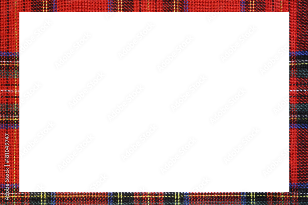 Red Tartan type Scottish frame with a white space to write a mes Stock ...