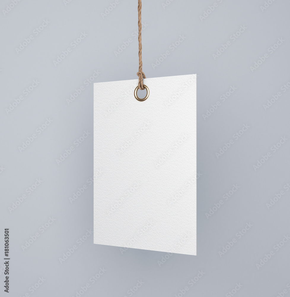 Blank tag label mockup 3d rendering Stock Illustration | Adobe Stock