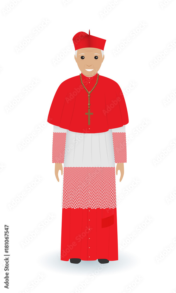 Pope or cardinal character in characteristic clothes isolated on a ...