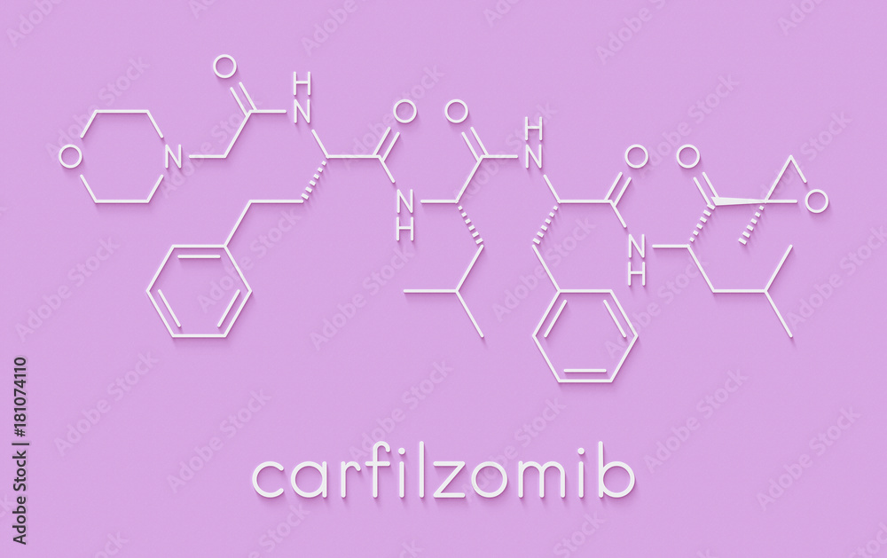 Carfilzomib (CFZ) multiple myeloma cancer drug molecule. Proteasome ...