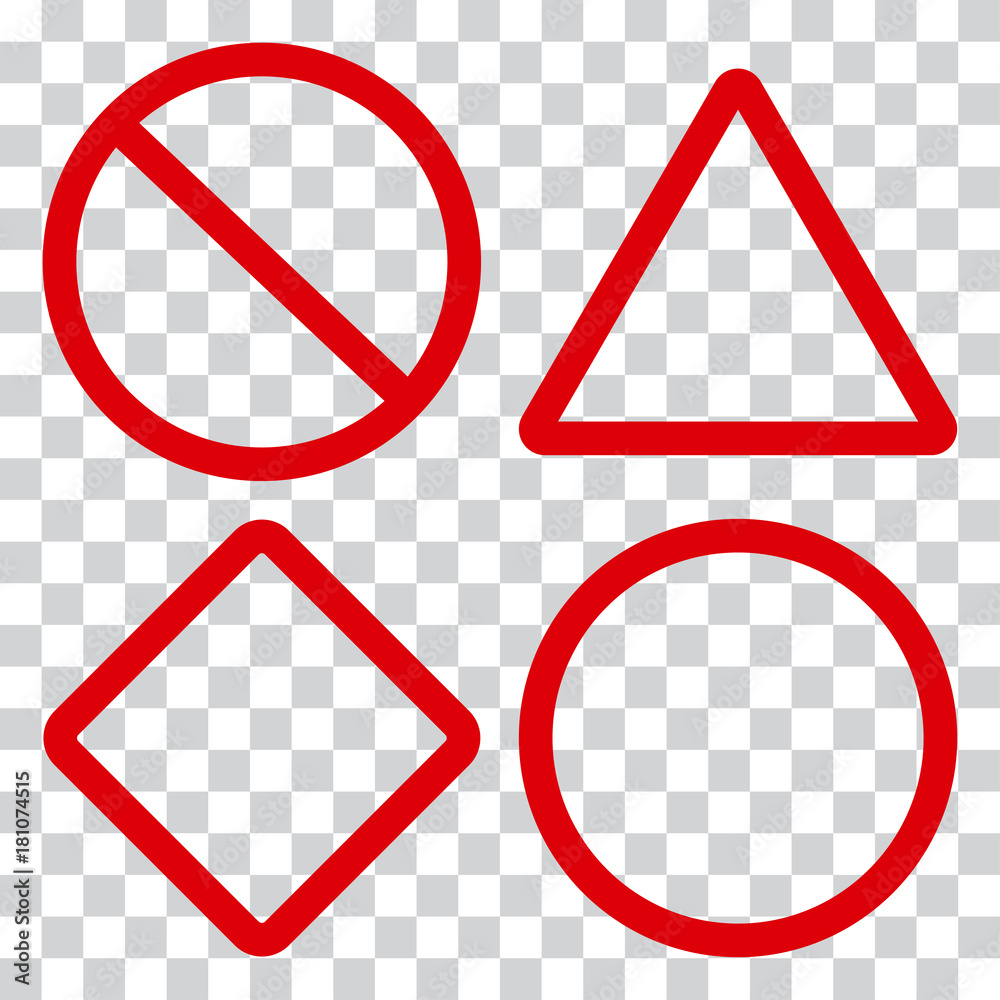 Red traffic signs on transparent background. Vector illustration Stock ...