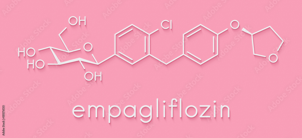 Empagliflozin diabetes drug molecule. Skeletal formula. Stock ...