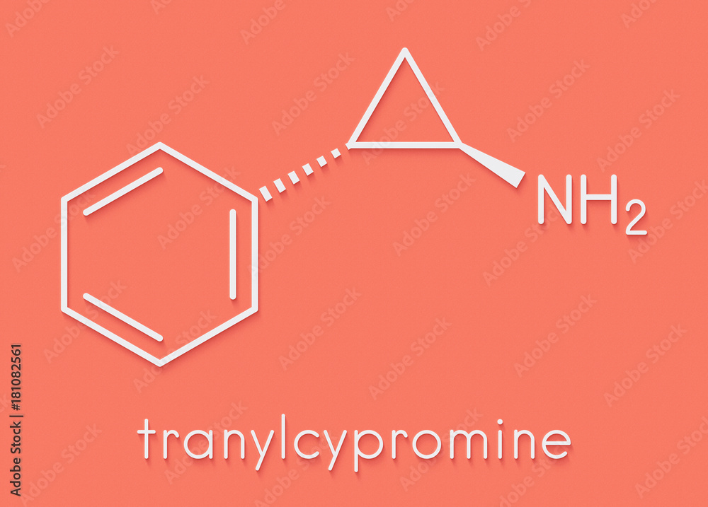 Tranylcypromine antidepressant and anxiolytic drug molecule ...