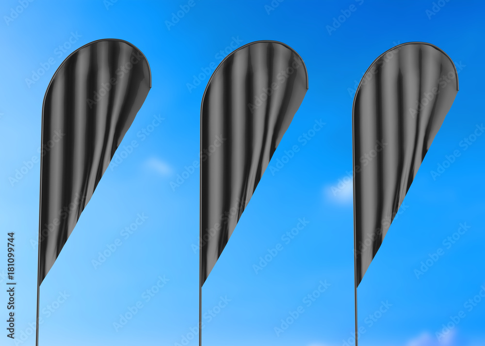 Flag banner or vertical wind banner mock up template isolated on white ...