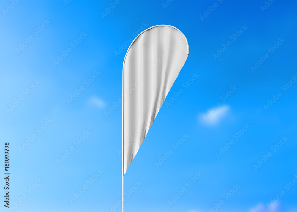 Flag banner or vertical wind banner mock up template isolated on white ...