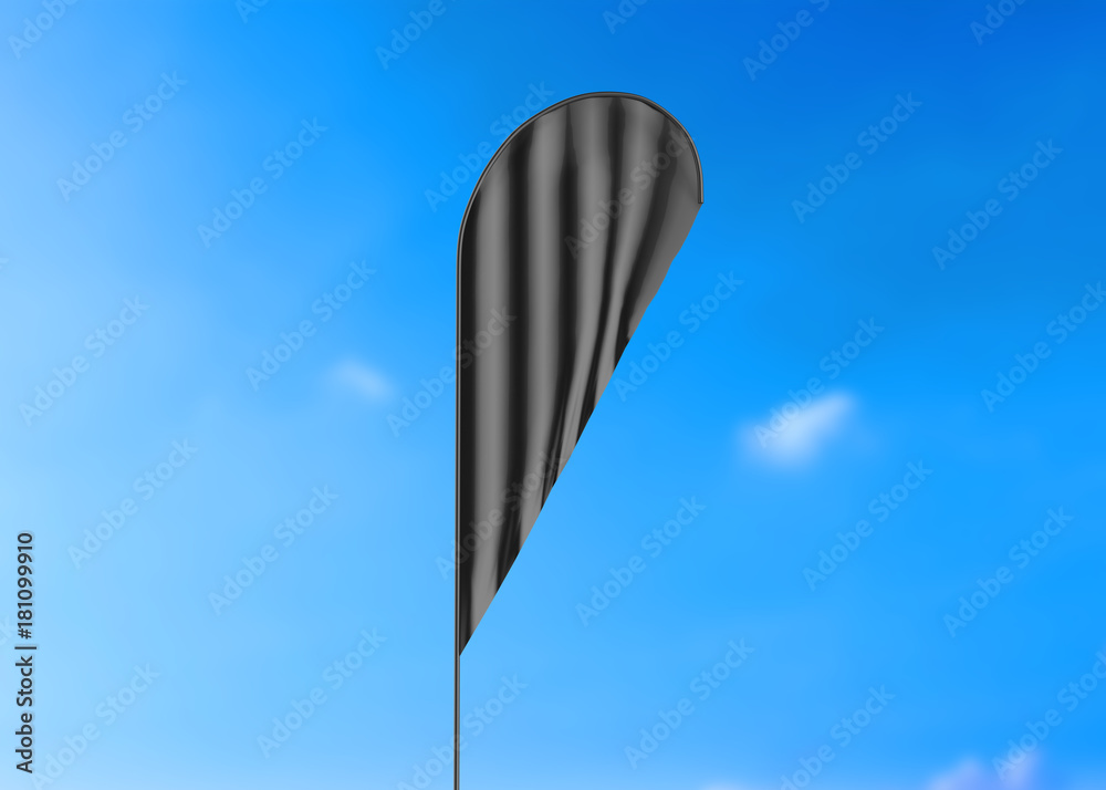 Flag banner or vertical wind banner mock up template isolated on white ...