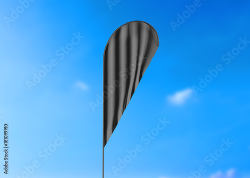 Flag banner or vertical wind banner mock up template isolated on white ...