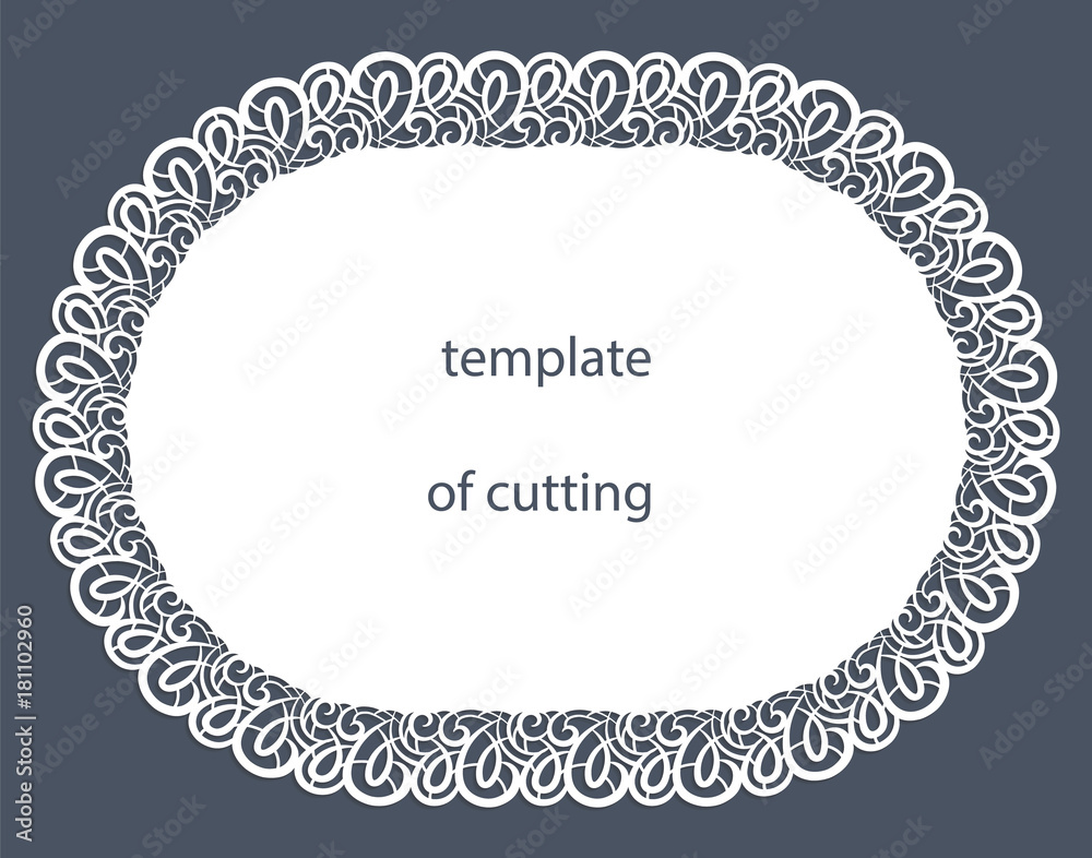 Greeting card of the oval shape with a decorative border on the edge ...