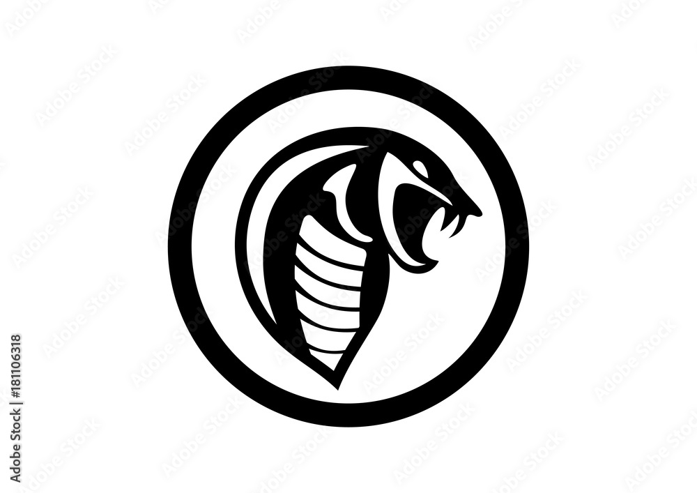 Black Circle Cobra Snake Silhouette Logo Symbol Stock Vector | Adobe Stock