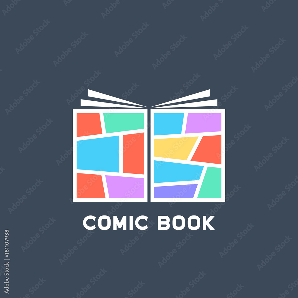 simple colored linear comic book logo Stock Vector | Adobe Stock