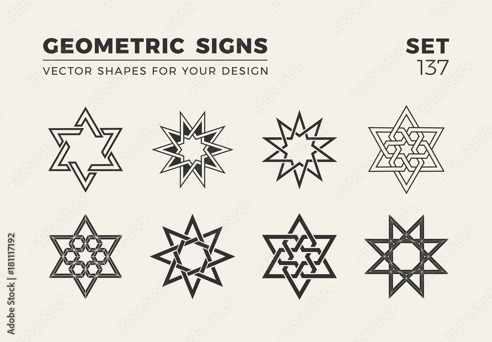 Set of eight minimalistic trendy shapes. Stylish vector logo emblems ...