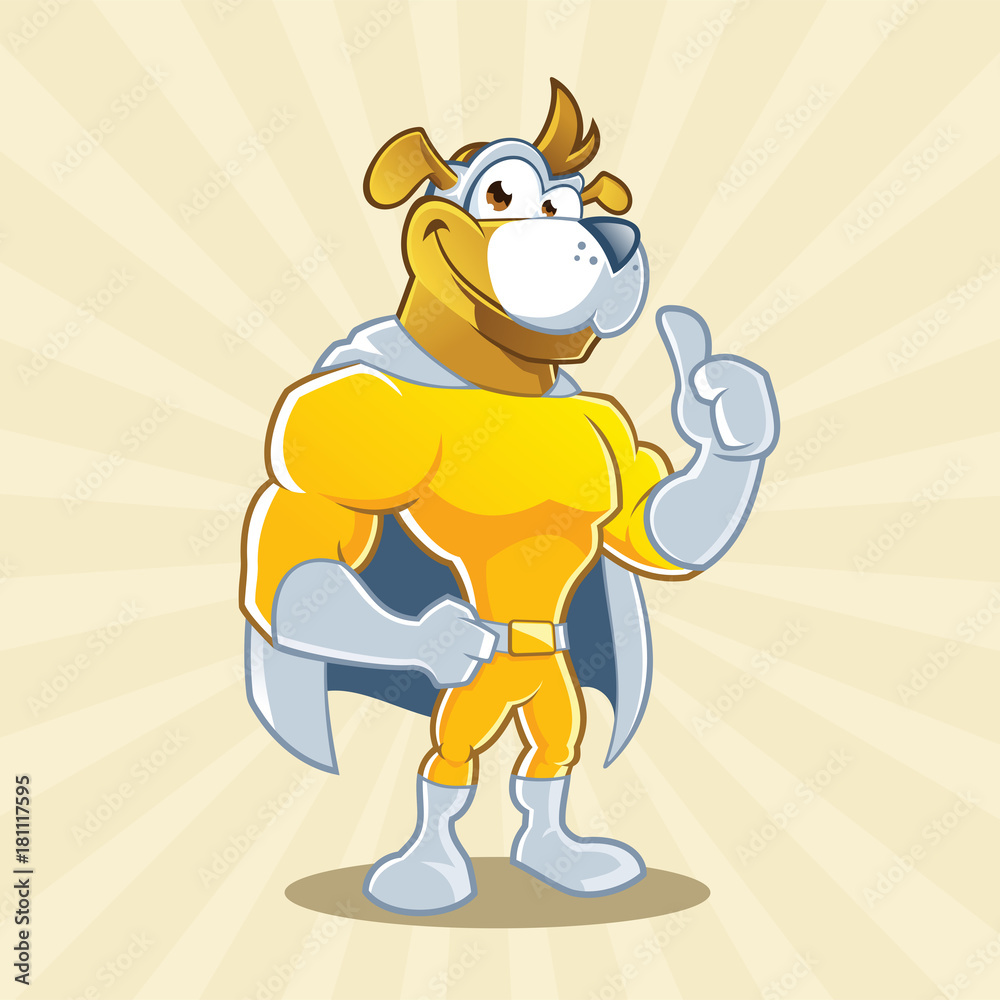 Cool looking dog superhero cartoon character with thumbs up sign Stock ...
