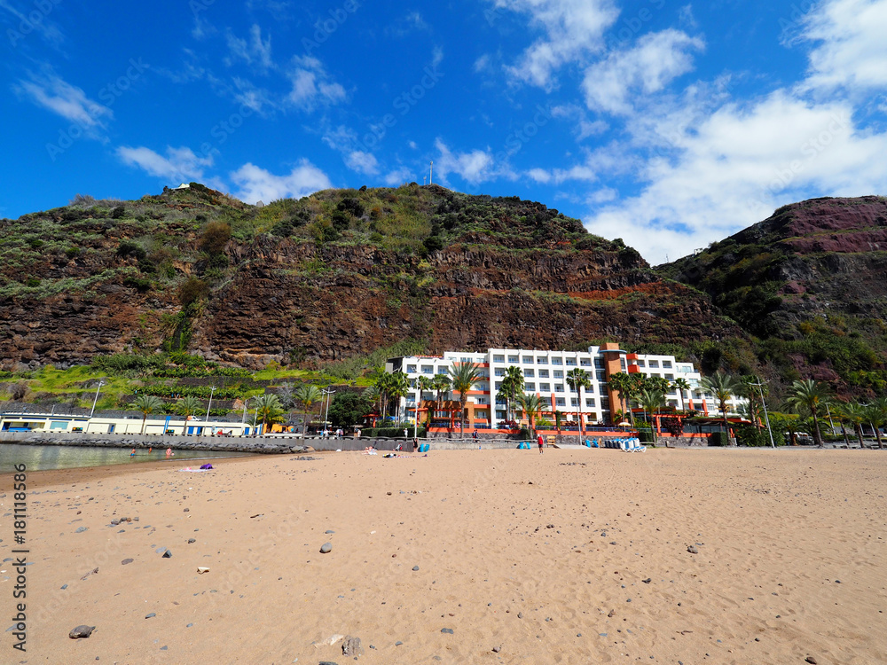 Madeira - Sandstrand in Calheta Stock-Foto | Adobe Stock