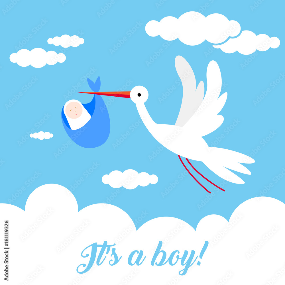 Stork Delivering Baby Boy