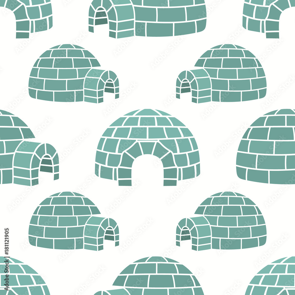 Photo & Art Print Ice house igloo vector color seamless pattern ...