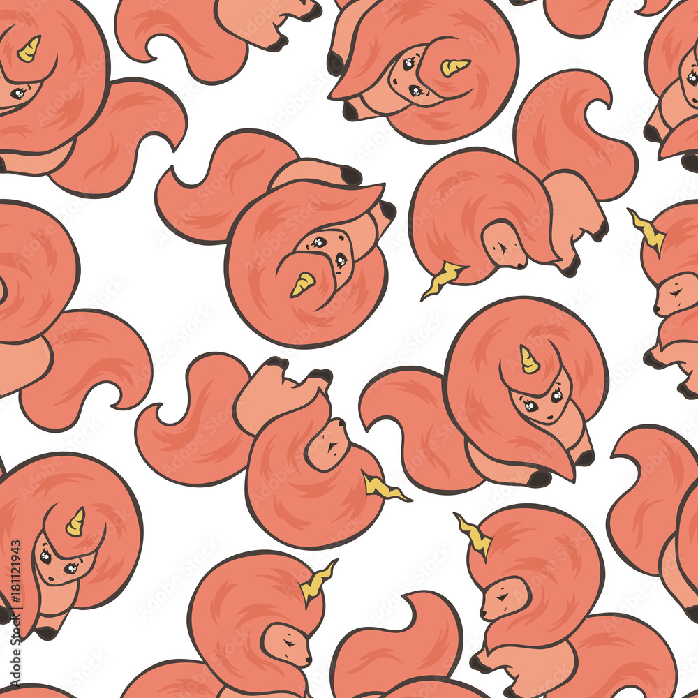 Unicorn seamless pattern isolated on white background. Vector image of ...