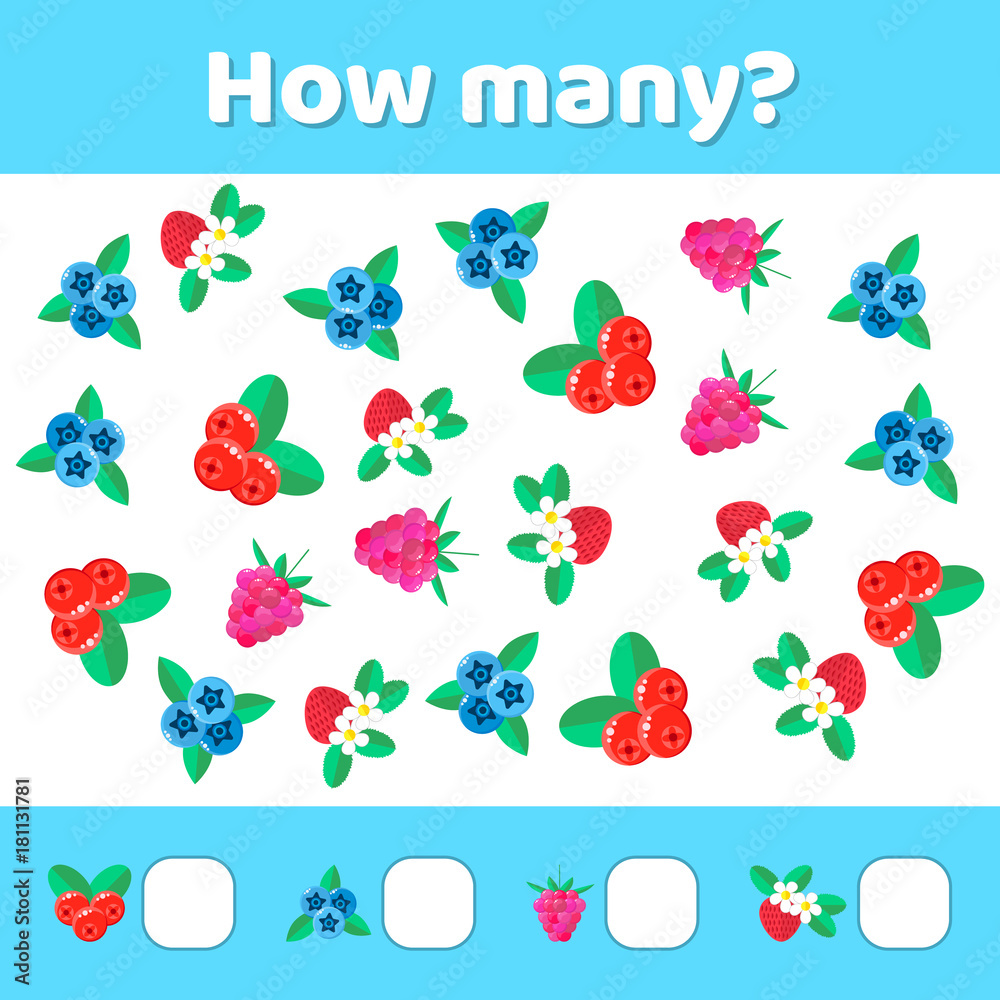 Vector illustration. Educational a mathematical game. Counting game for ...