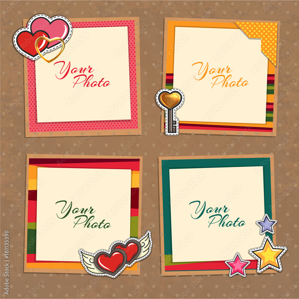 Decorative vector template frame. This photo frame you can use for kids ...