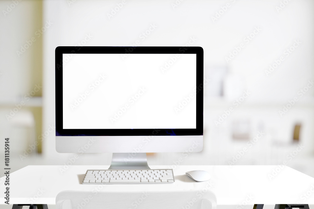 Mock up Desktop Computer : Creative designer desktop with blank white ...