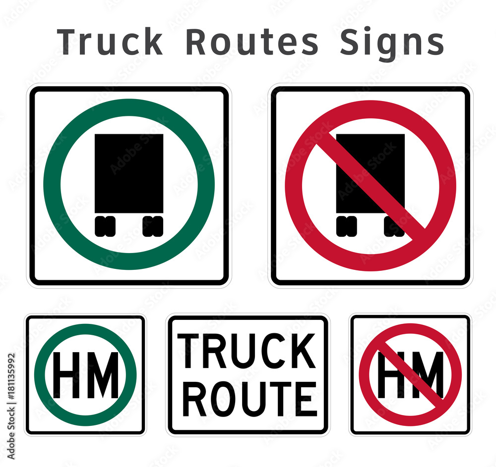 Regulatory traffic sign. Truck Routes. Vector illustration. Stock ...