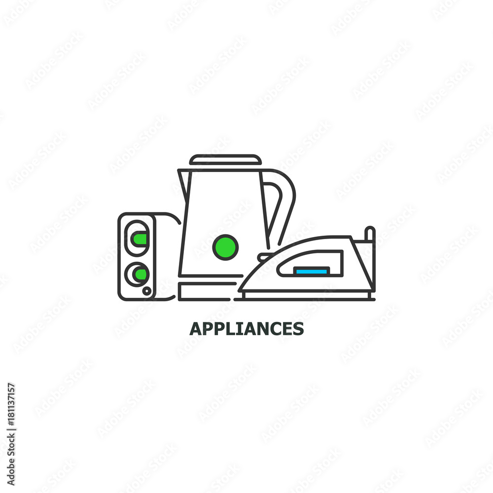 Old appliances and e-waste recycle concept icon in line design, vector ...
