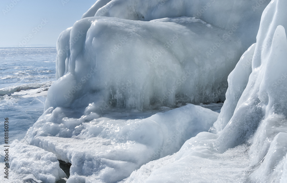 ice lumps and growths on the ice of lake Baikal Stock Photo | Adobe Stock