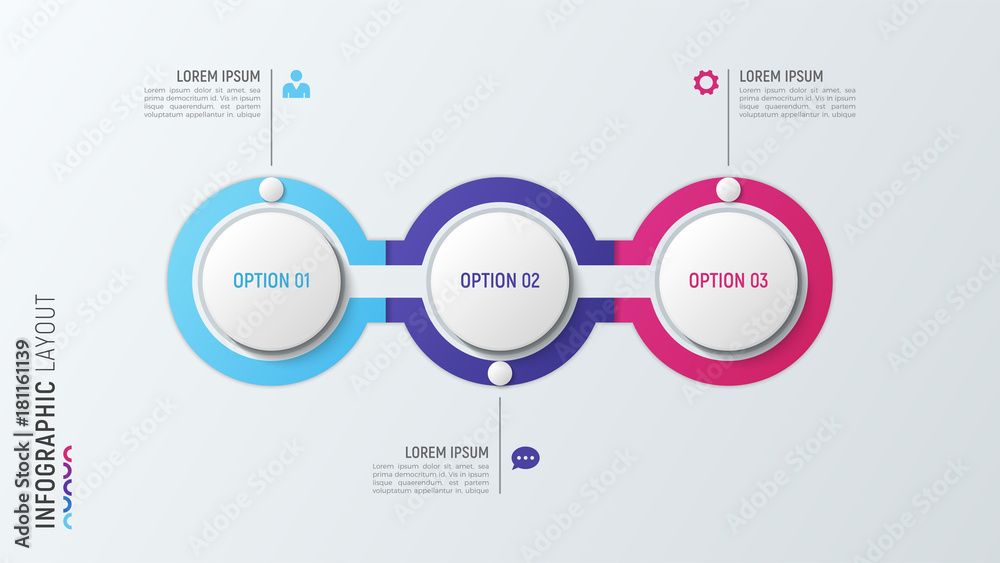 Three steps infographic process chart. 3 options vector template. Stock ...
