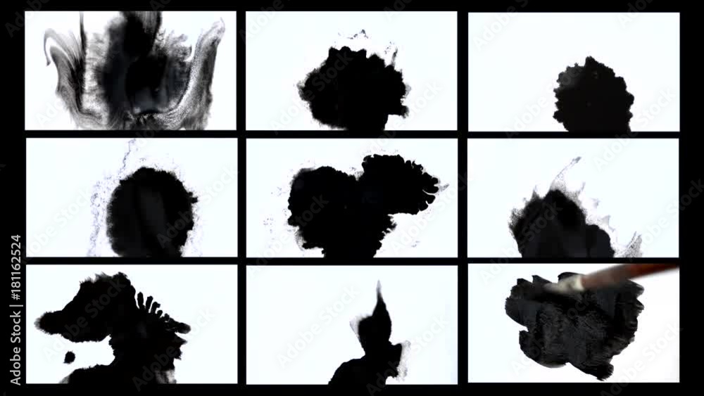 9 in 1. Black ink spot spreads black ink spot spreads on a white ...